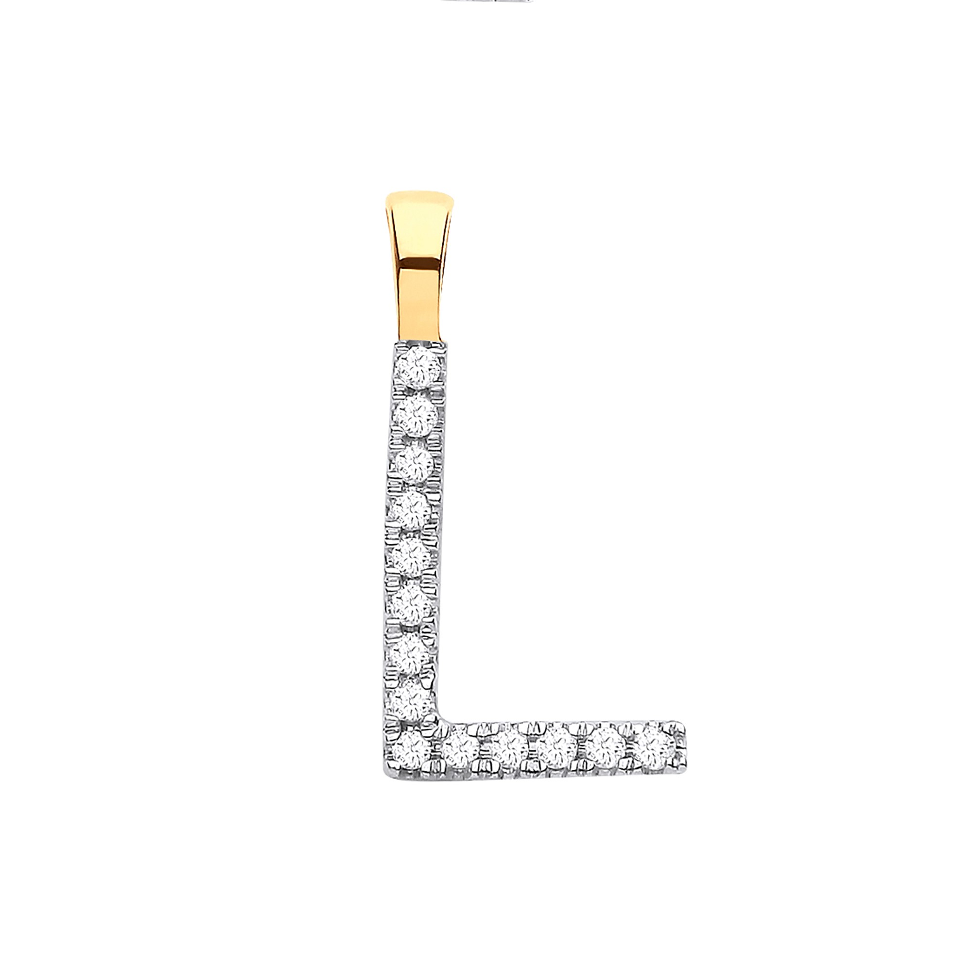 9 Carat Yellow Gold 0.05ct Diamond Small Set Capital letter L Initial